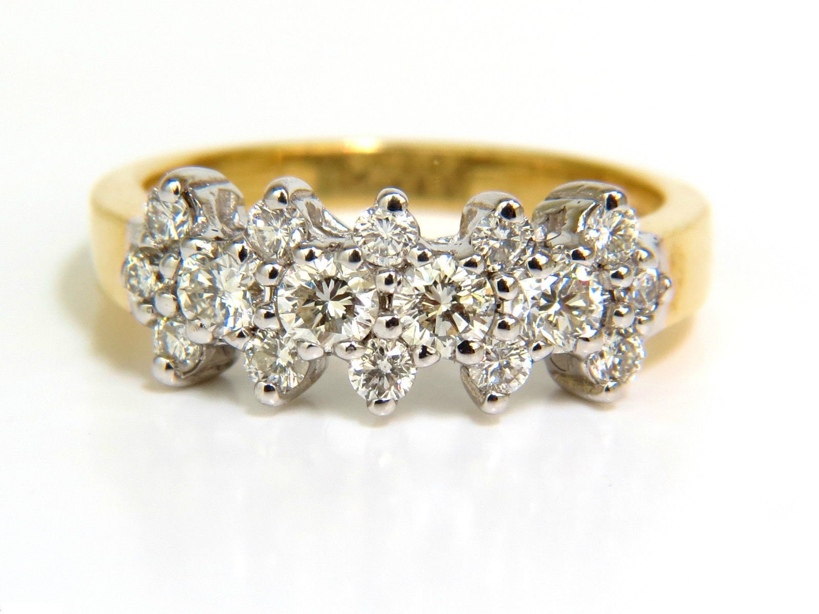 18KT 1.00CT Diamonds Cluster Band Ring Excellent Cuts - Etsy