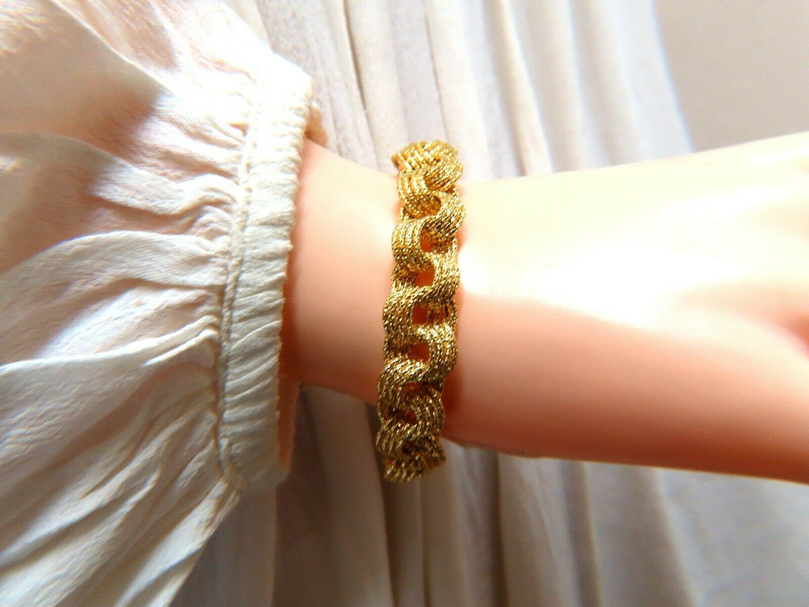 Wide Crossing Wreath Chain Link Bracelet 14kt Bright Cut Links - Etsy