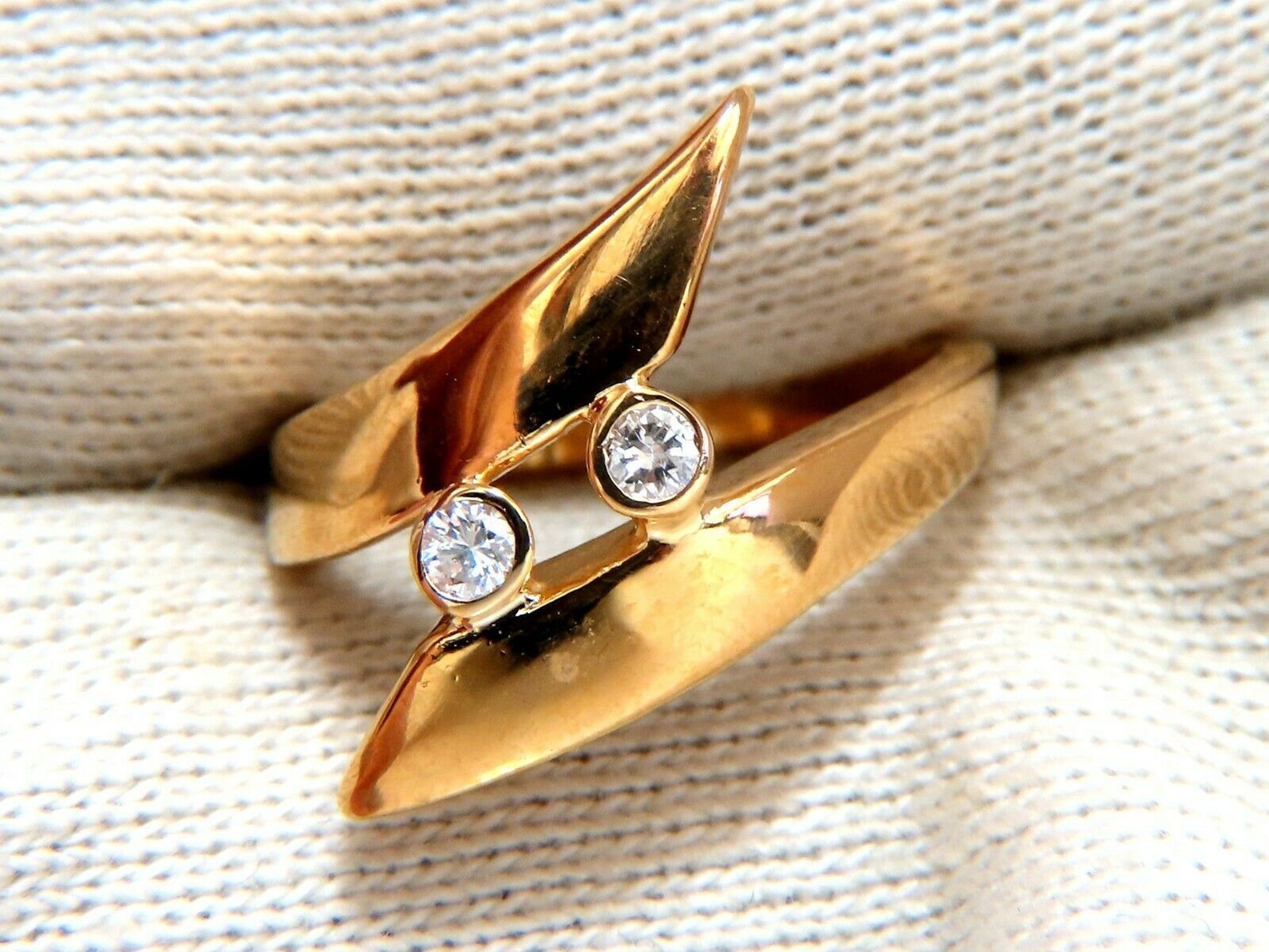 0.15ct. Diamonds Cross Over Ring 14kt Gold - Etsy