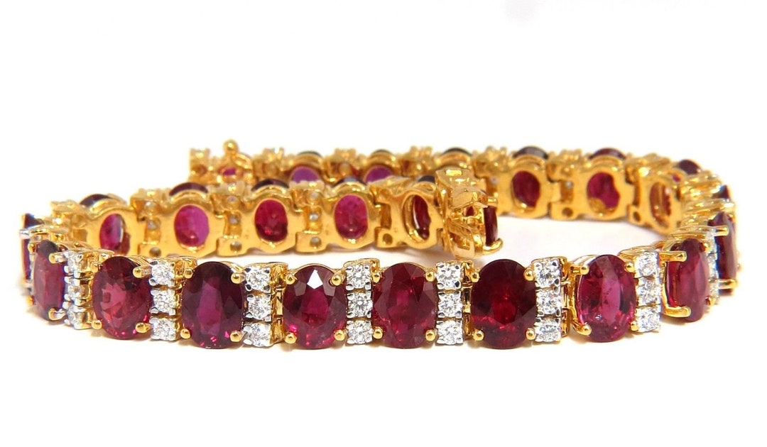 21.86ct Natural Fine Vivid Red Ruby Diamonds Tennis Bracelet - Etsy