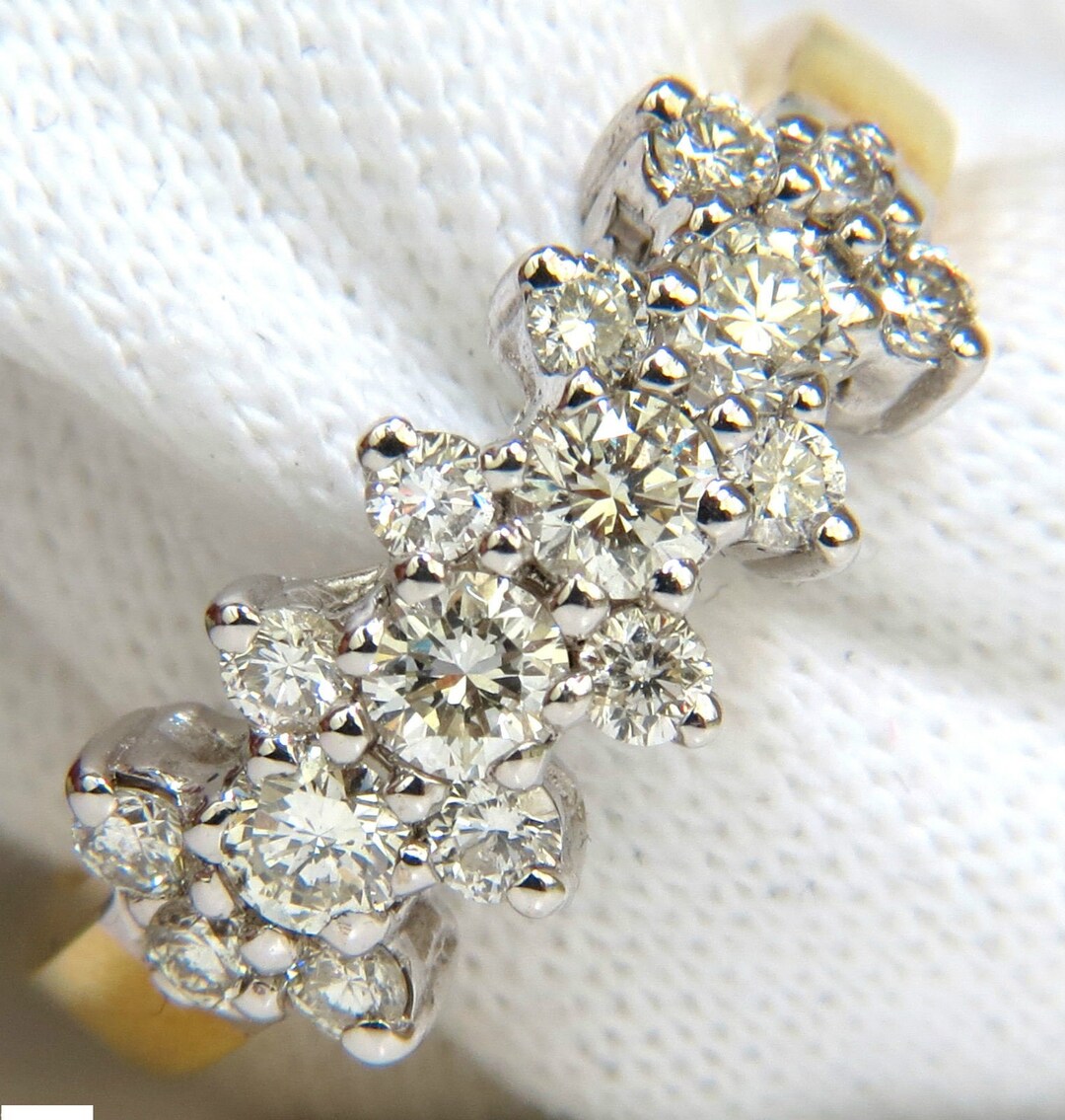 18KT 1.00CT Diamonds Cluster Band Ring Excellent Cuts - Etsy