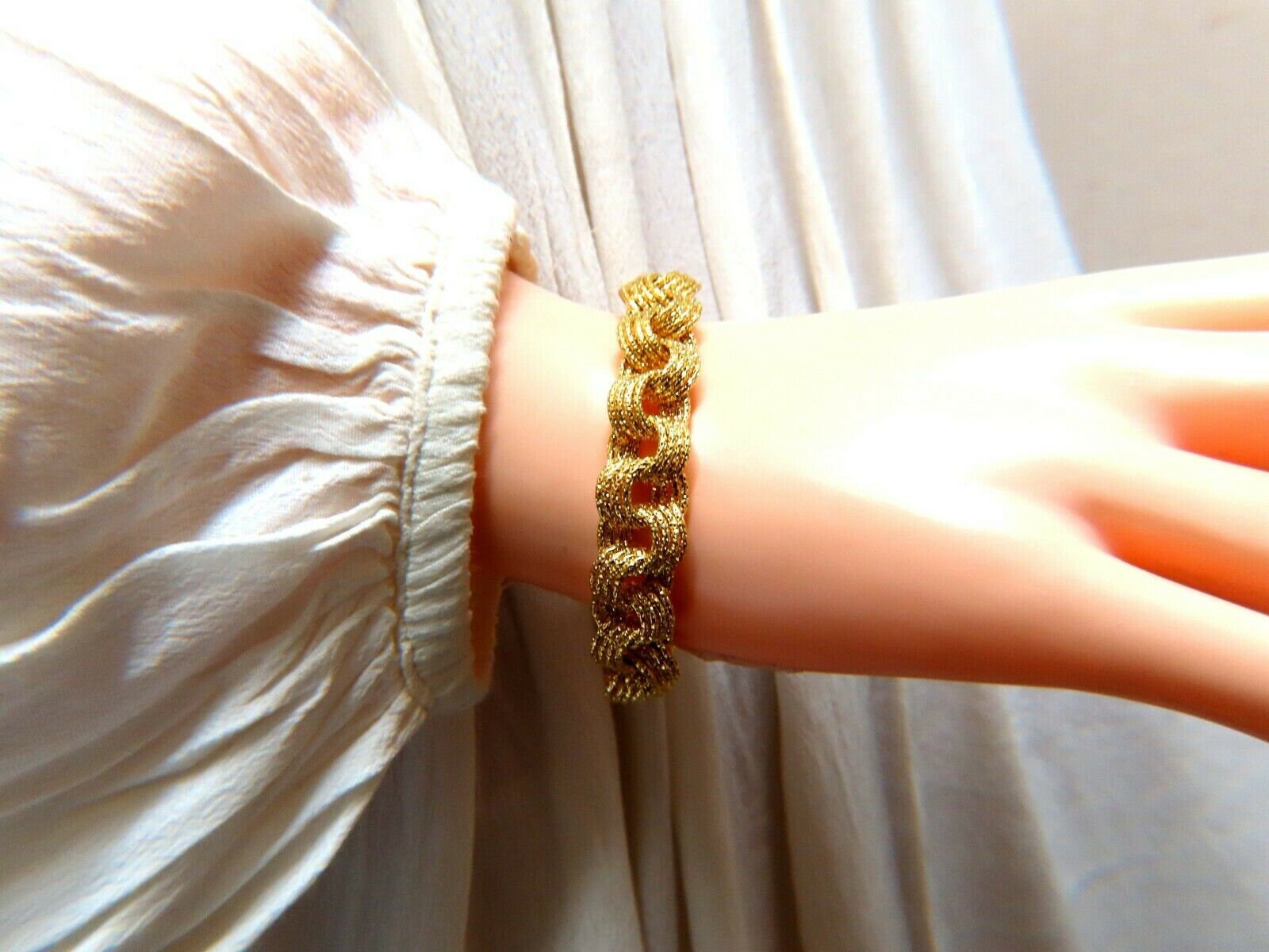 Wide Crossing Wreath Chain Link Bracelet 14kt Bright Cut Links - Etsy