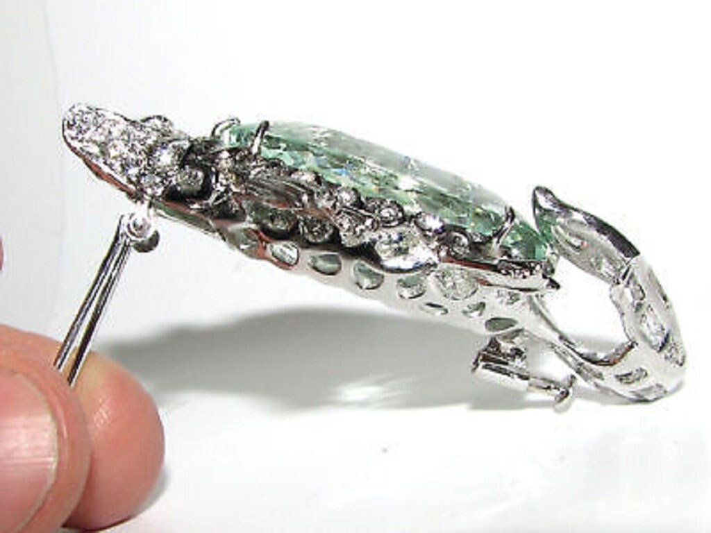 GIA 57.37CT Natural Green Beryl Fish Brooch Pendant - Etsy