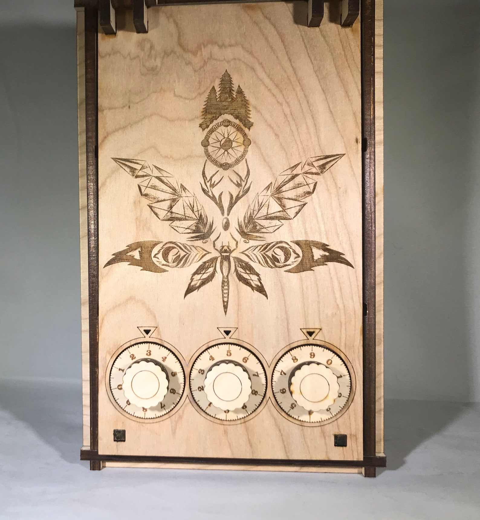 Wood weed Box Combination-lock LASER MADE Stash cannabis - Etsy 日本