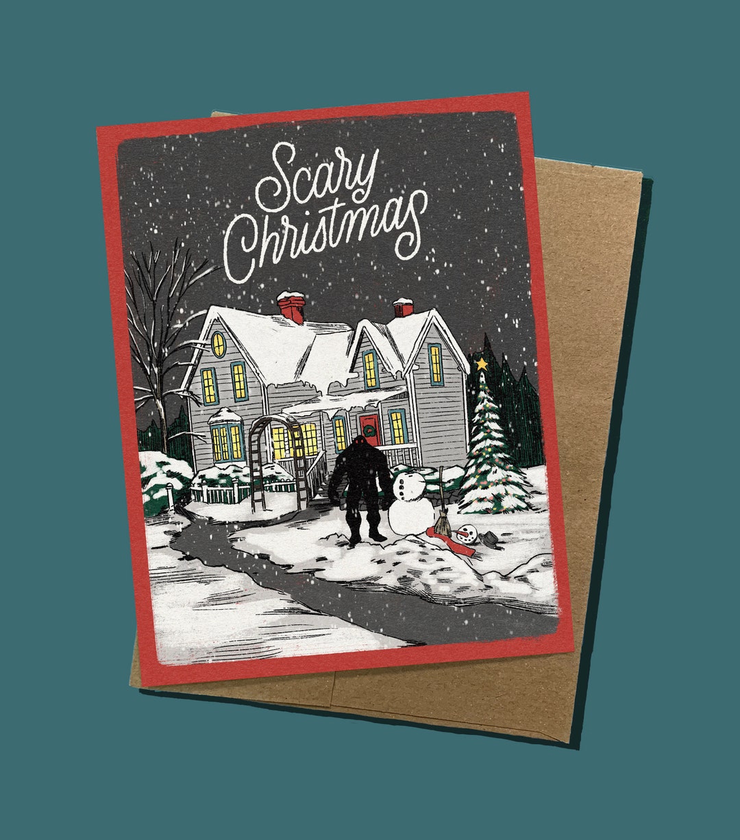 Scary Christmas Cryptid Holiday Card - Etsy