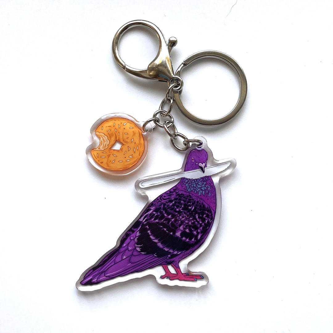 Knife Pigeon and Bagel Keychain - Etsy