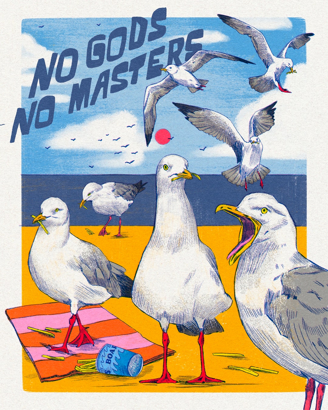 No Gods No Masters Seagull Print - Etsy