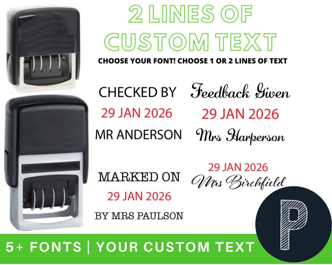 Teacher Date Stamp - Personalized Date Stamp With Name and Date 1 or 2 ...