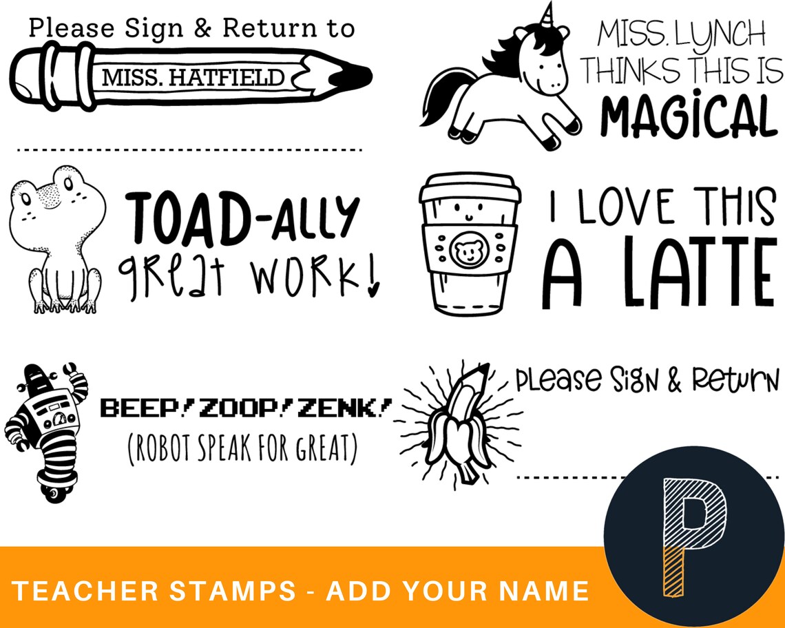 Custom Teacher Classroom Stamp | Please Sign and Return | Home Work ...