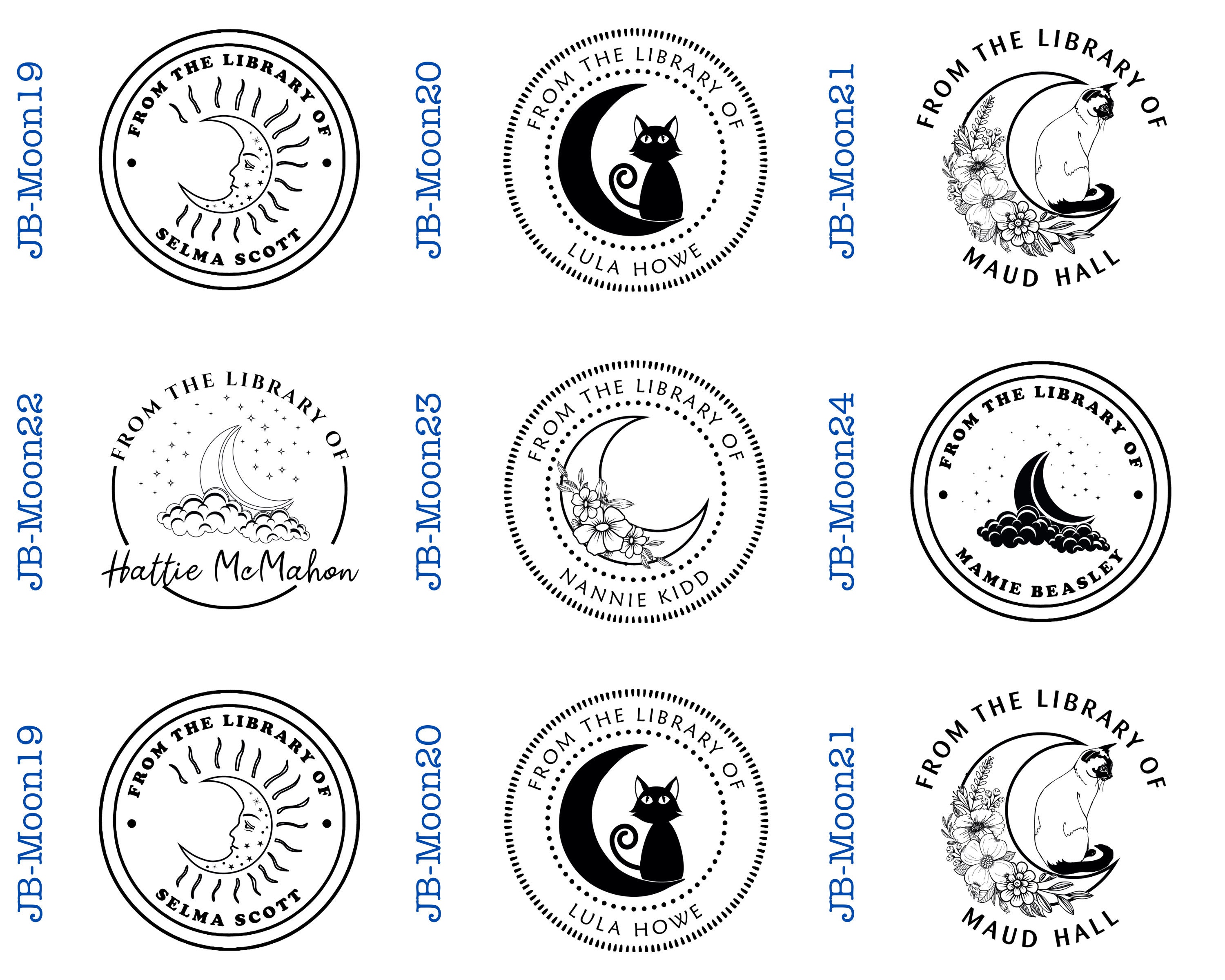 Personalized MOON Book Embosser Monogram Book Stamp Embosser - Etsy