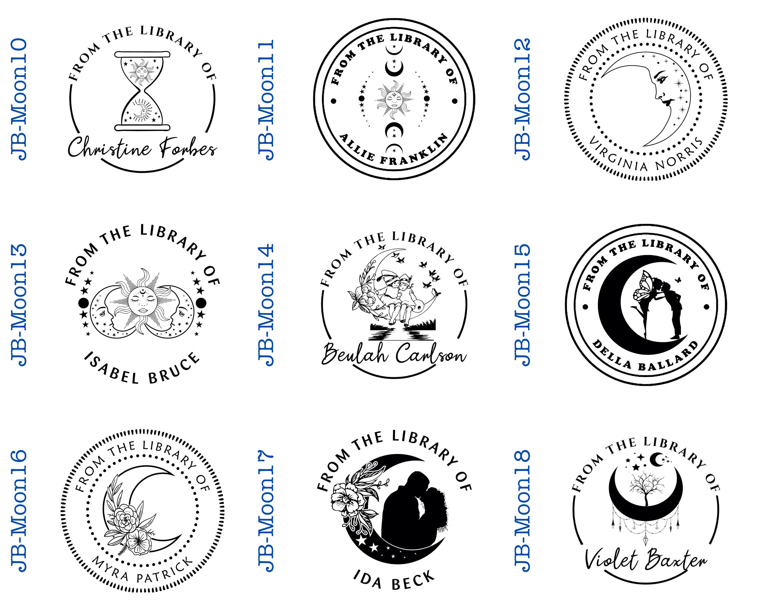 Personalized MOON Book Embosser Monogram Book Stamp Embosser - Etsy