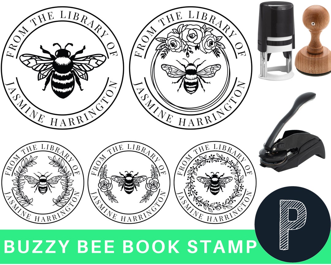 BEE BUZZY BEE Floral Wreath Library of Stamp or Embosser, Custom ...