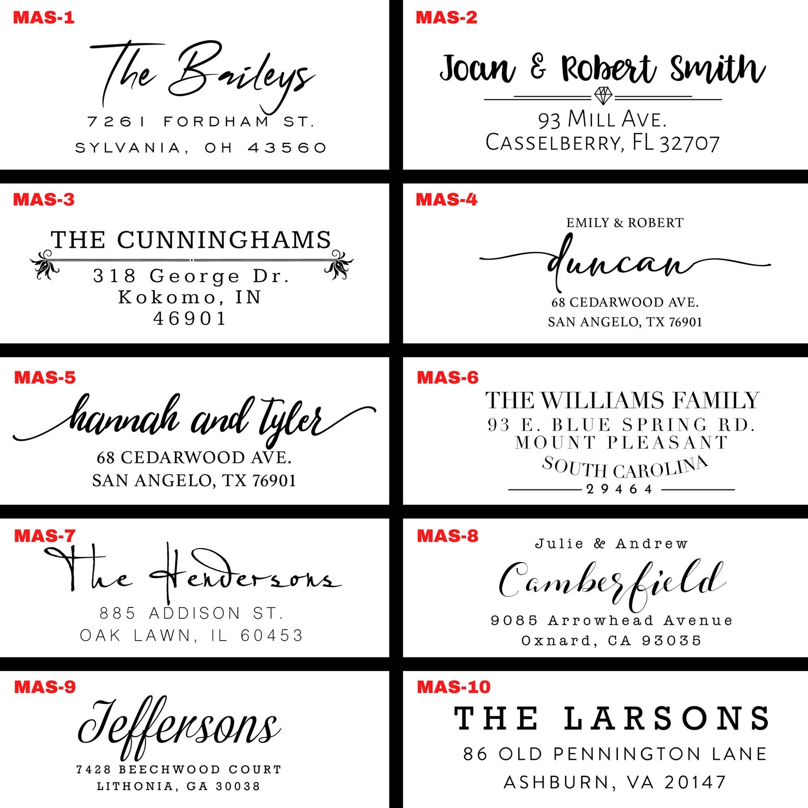 Calligraphy Address Stamp, Return Address Stamp, Wedding Address Stamp ...