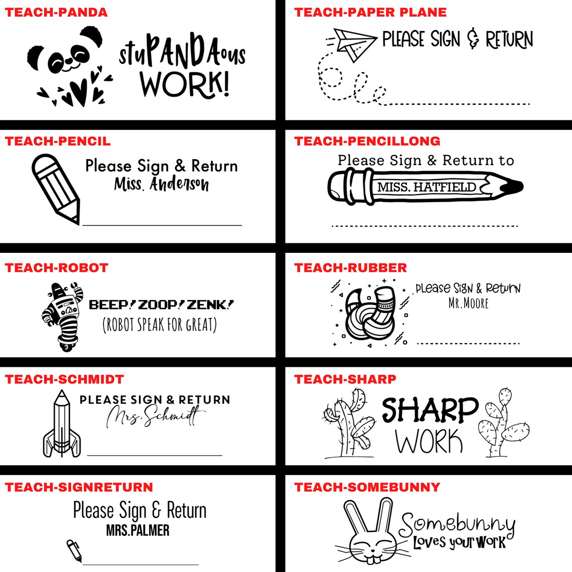 Custom Teacher Classroom Stamp | Please Sign and Return | Home Work ...