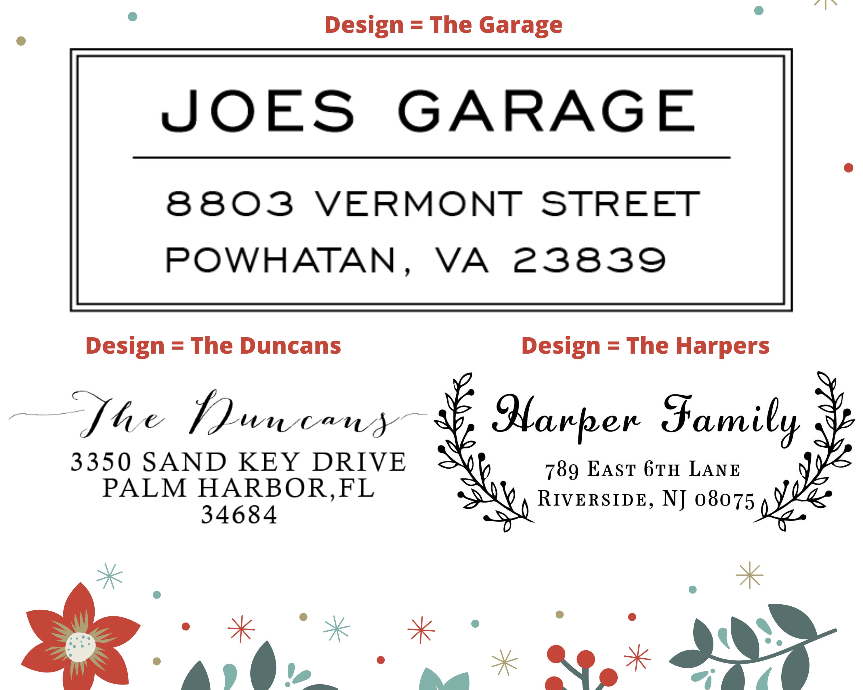 Custom Address Stamp Return Address Stamp 12 Designs to - Etsy