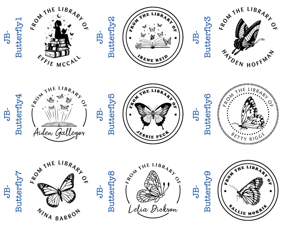 Custom BUTTERFLY Book Embosser Monogram Book Stamp Embosser - Etsy