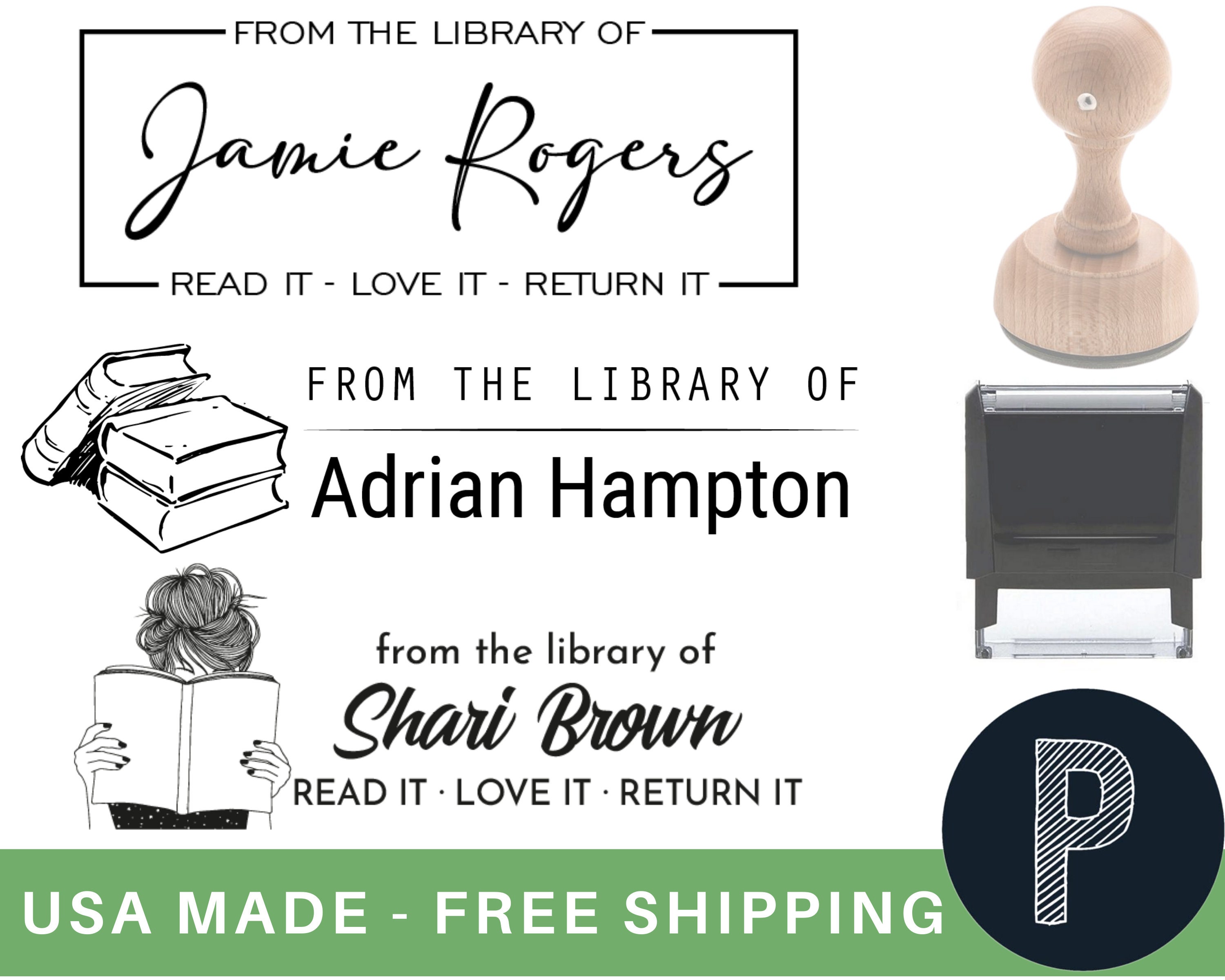 Library Stamp Book Stamps Ex Libris From the Library Of - Etsy