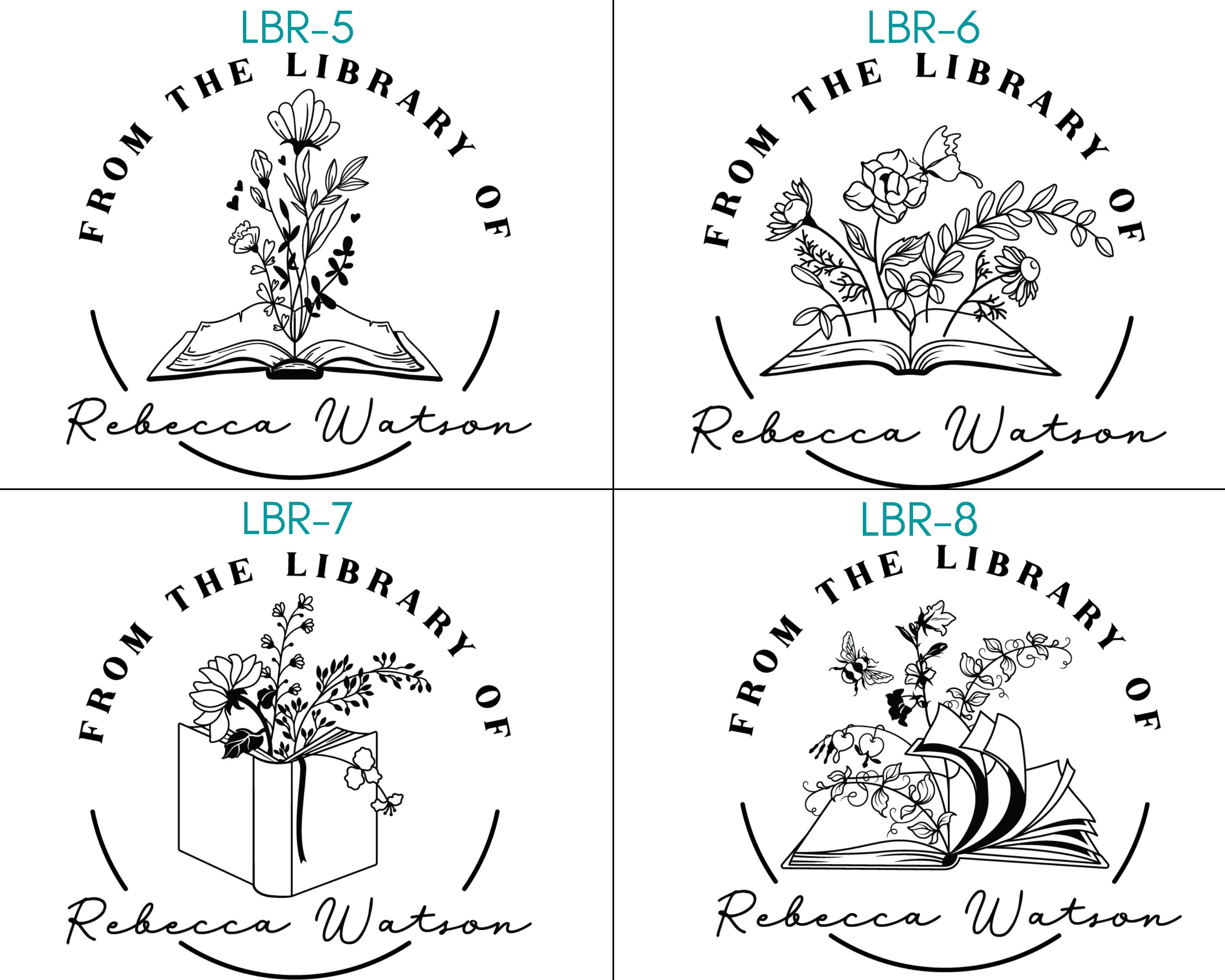 FLORAL Library of Stamp or Embosser Custom Library Stamp - Etsy