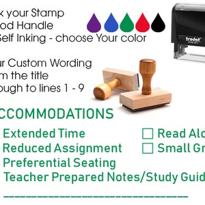 SPED Modifications Accommodation Teacher's Rubber Stamp Self Inking or ...