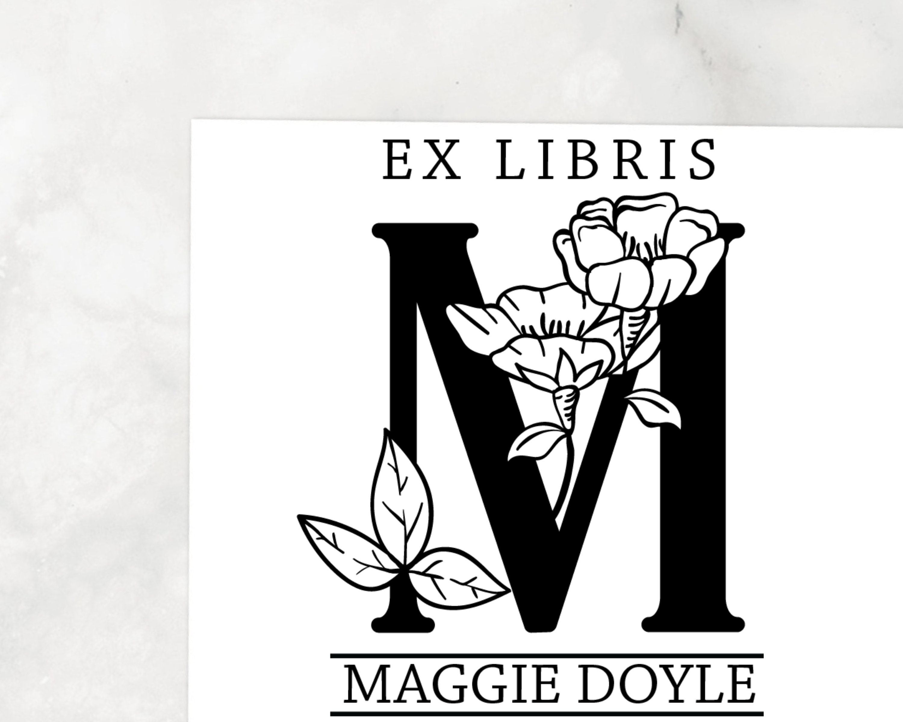 Ex Libris From the Library of Stamp, Floral Monogram, Custom Ex Libris ...