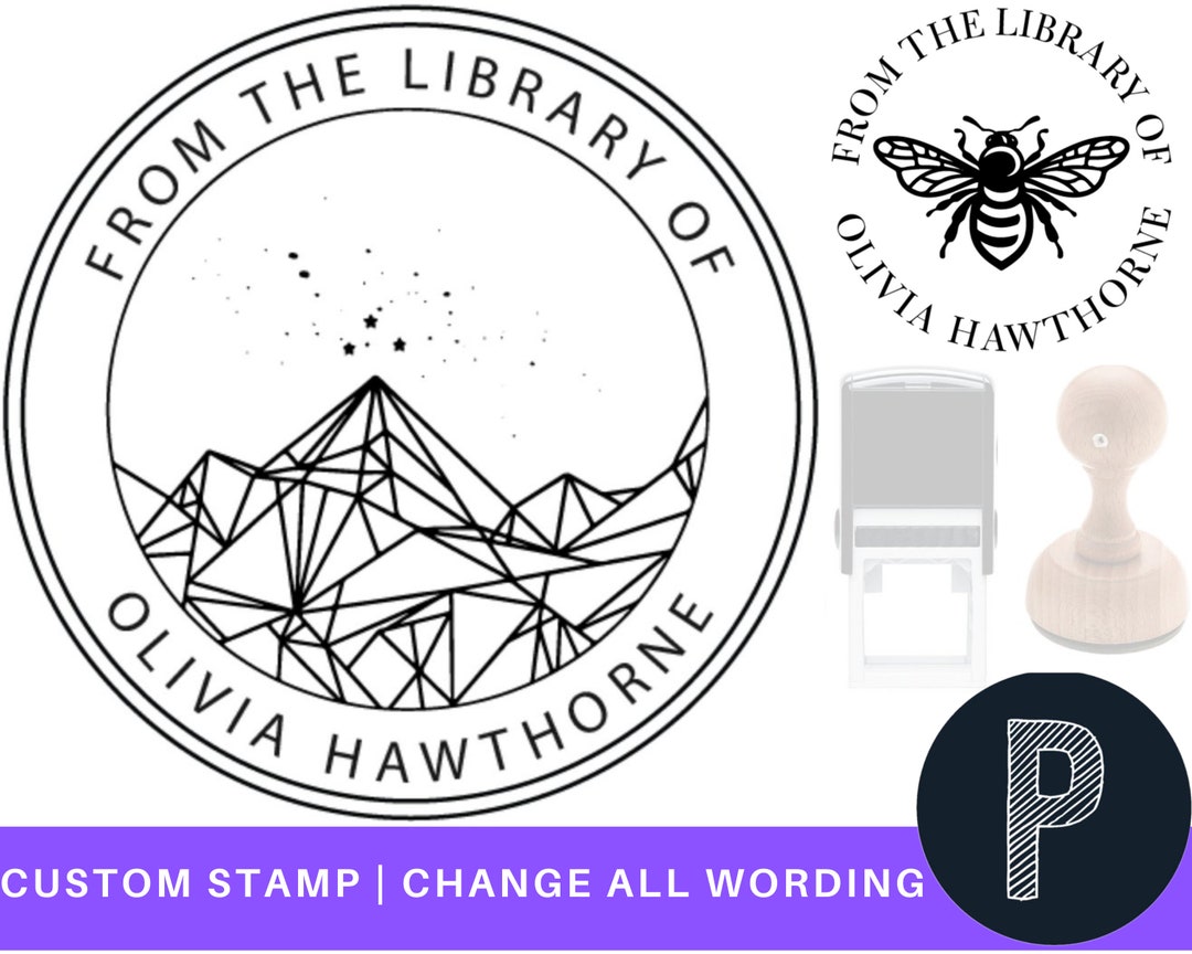 LIBRARY STAMP, Library of Stamp, Custom Library Stamp, Book Stamp, This ...