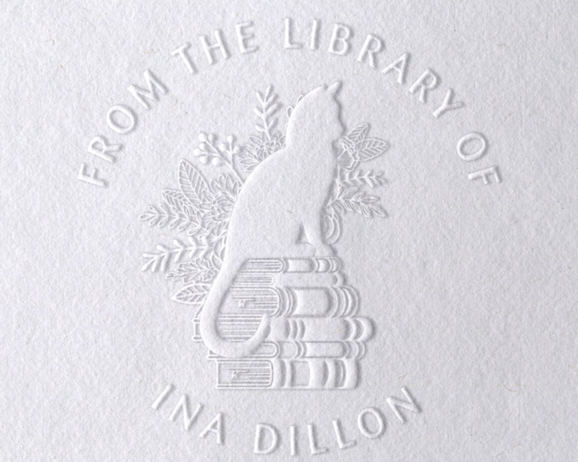 Custom CAT Book Embosser Monogram Book Stamp Embosser - Etsy
