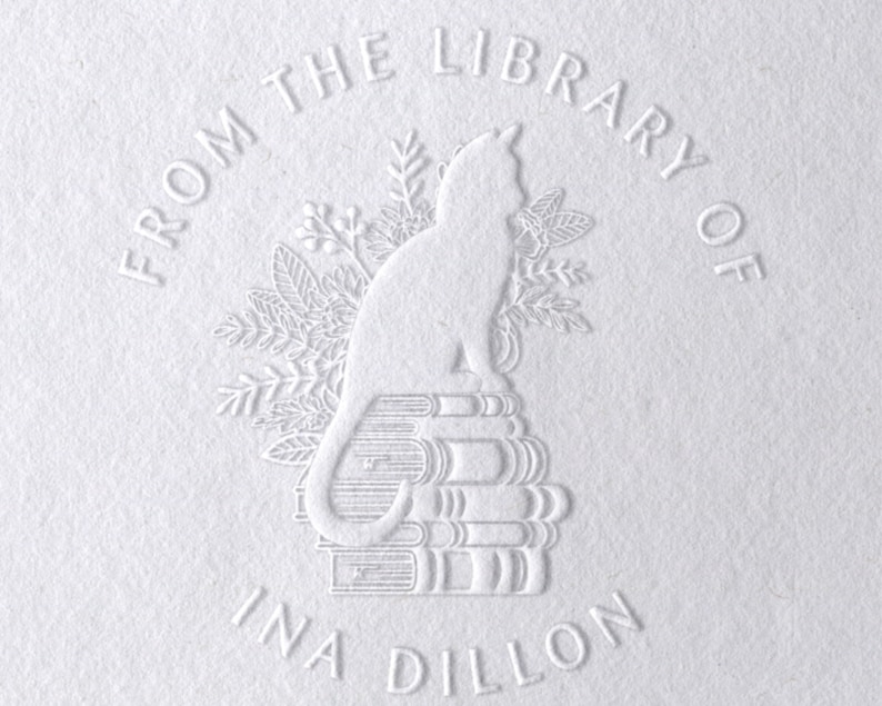 Custom CAT Book Embosser Monogram Book Stamp Embosser - Etsy