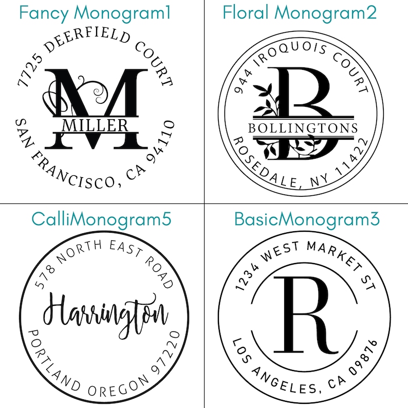 Custom Address Stamp Self-inking Round Monogram Address - Etsy