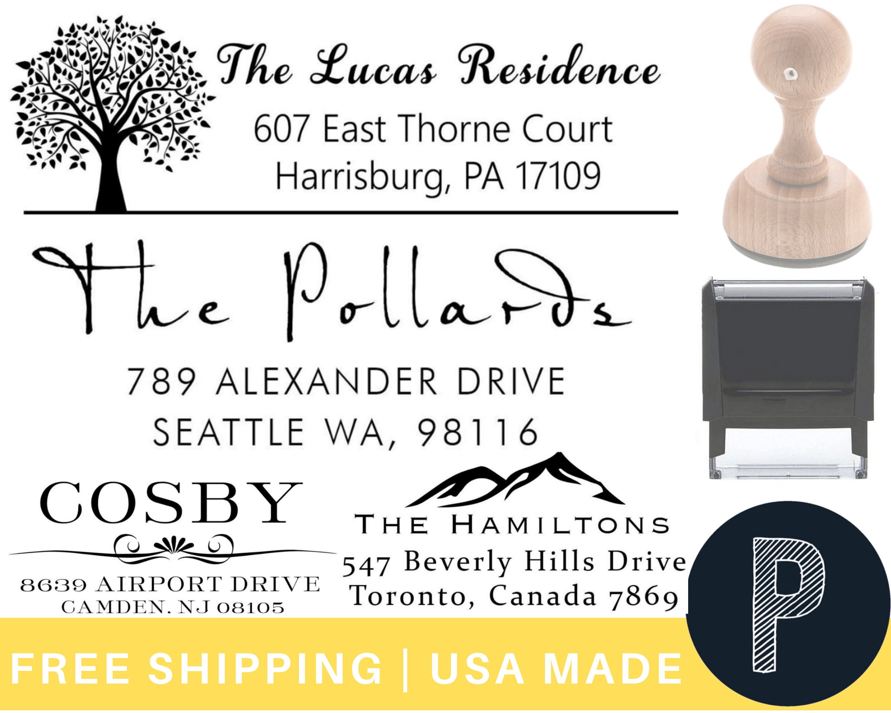 20 Designs to Choose!! Address Stamp - Self-inking Return Address Mail ...