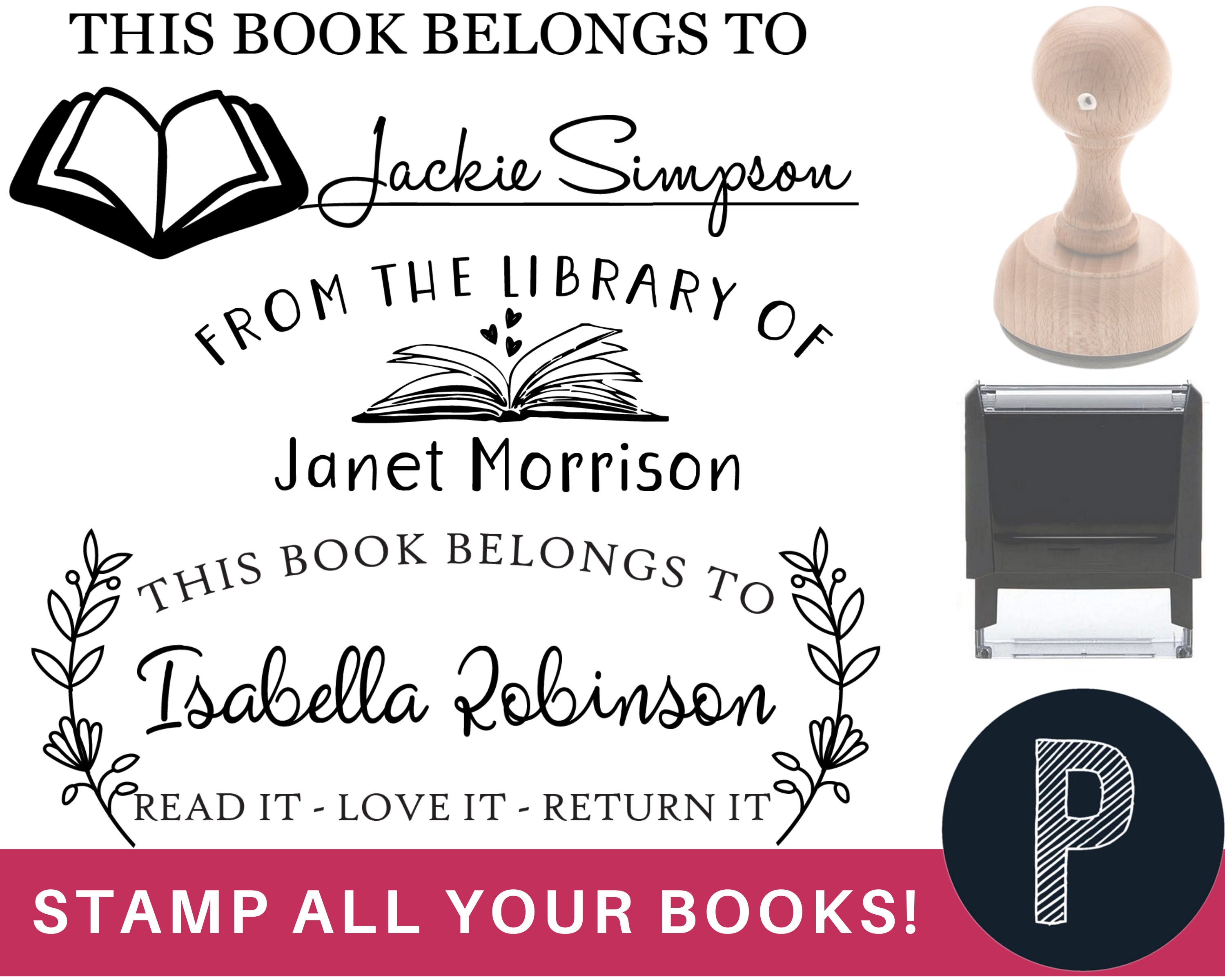 LIBRARY STAMP Library of Stamp Custom Library Stamp Book - Etsy