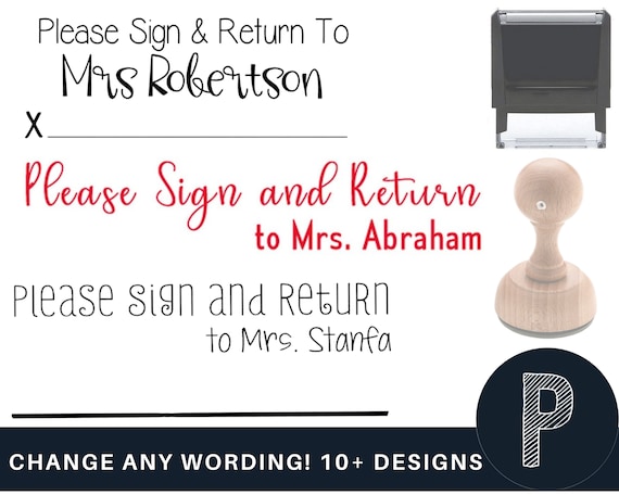Teacher Stamp Please Sign and Return Home Work Grading | Etsy
