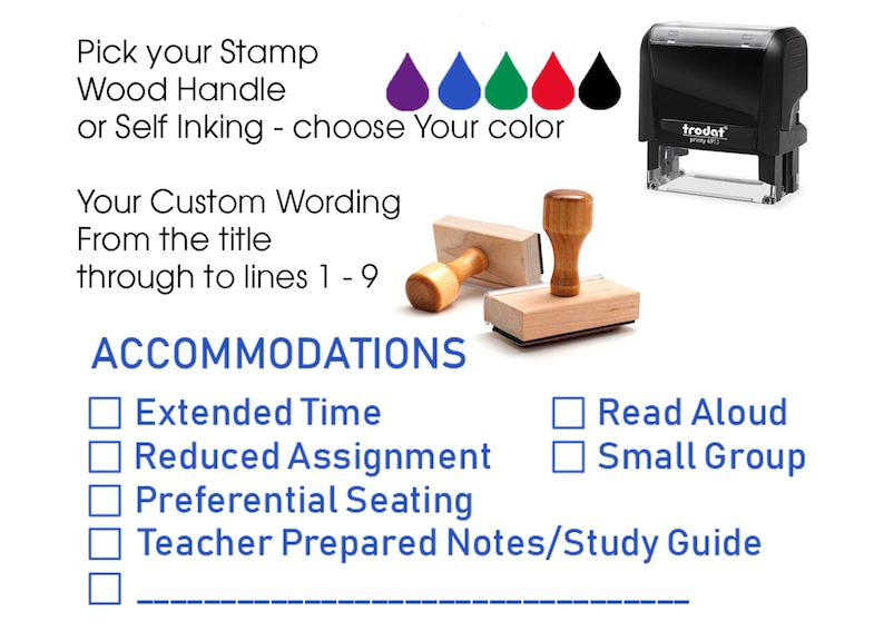 SPED Modifications Accommodation Teacher's Rubber Stamp - Etsy