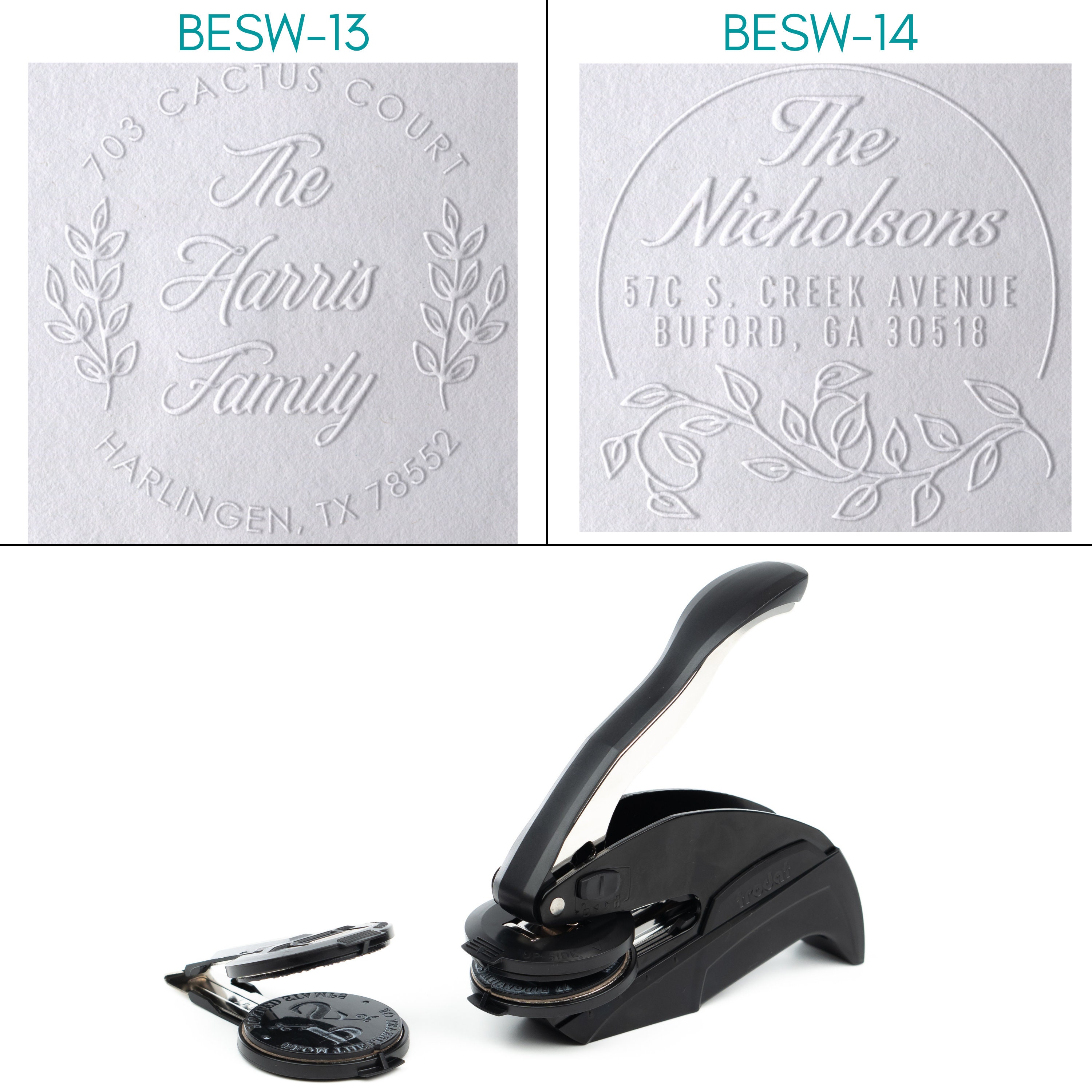 20 Designs! Return Address Embosser Seal Stamp Personalized Customized ...
