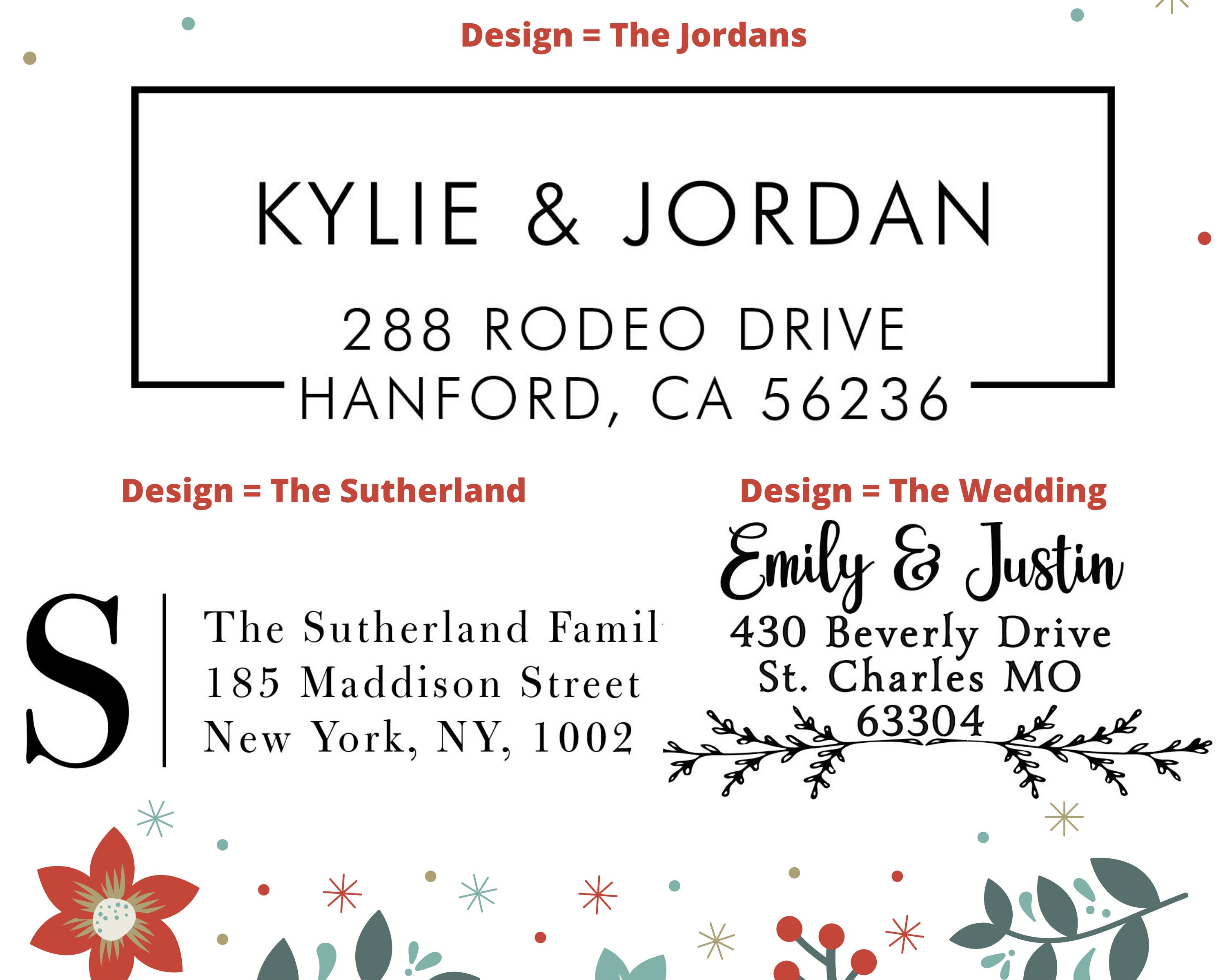 Custom Address Stamp Return Address Stamp 12 Designs to - Etsy