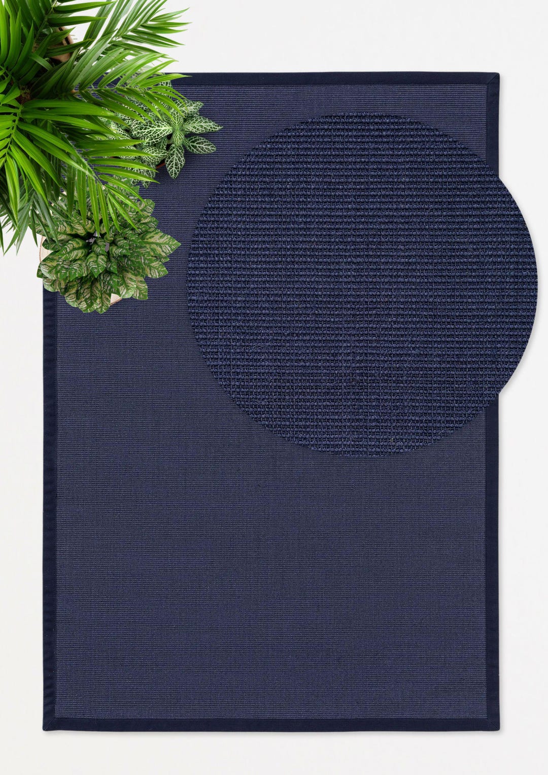 Blue Navy Sisal Area Rug - Durable Border Carpet in Small and Large ...
