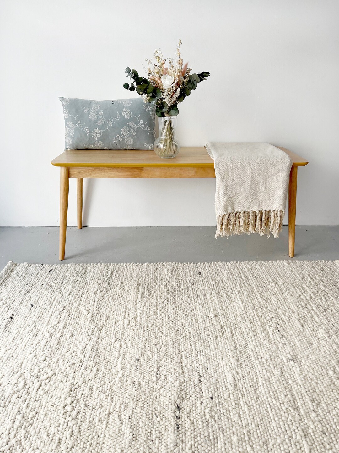 Thick Wool Rug - Soft Knotted Cotton & Wool Rug - Unique Texture ...