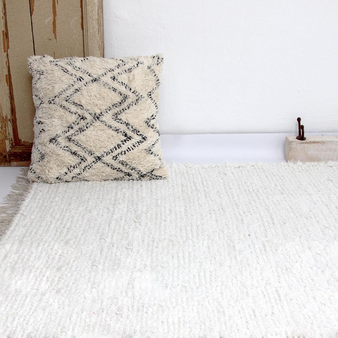Handwoven White Cotton Rug: Scandinavian Style, Organic Vegan Rug - Etsy