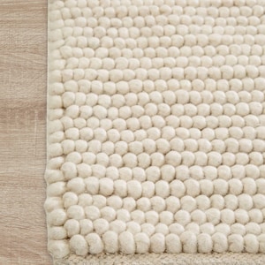 Marbled Beige-ivory Wool Rug - Pebble Hand Woven Chunky High Quality ...