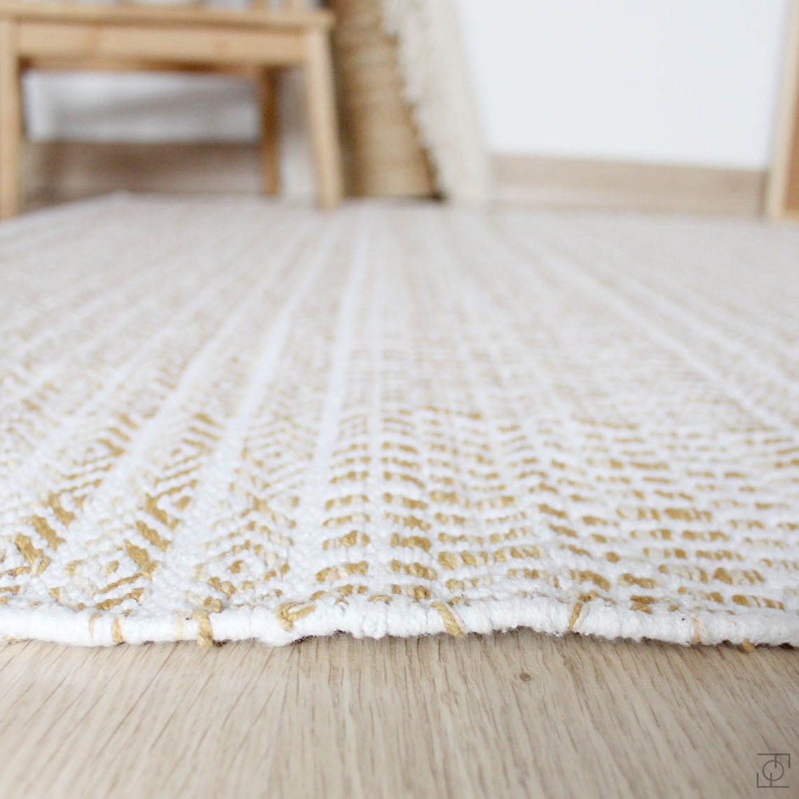 Tapis scandinave blanc-beige. Tapis de coton de modèle. Modèle | Etsy