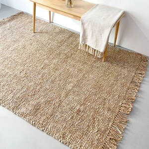Chunky Loop Jute and Wool Area Rug for Slow Homes, Handwoven Knot Rug ...