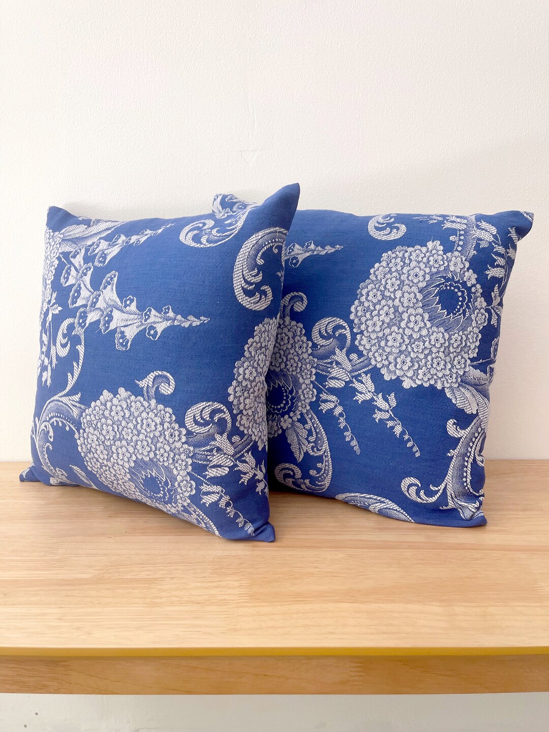Blue Embroidered Floral Cushion Vintage Bohemian Cotton Throw Pillow ...
