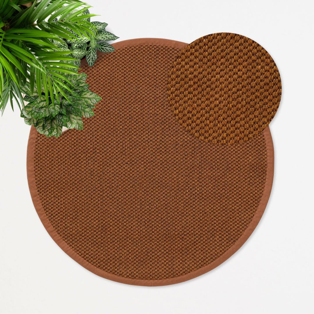 Sisal Round Rug - Brown Natural Fiber Circle Rug for Home Decor & Patio ...