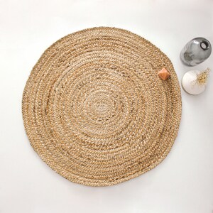 Round Jute Rug. Natural Rug With Special Touch of Cotton. Jute Braided ...