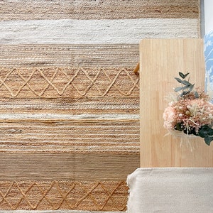 Boho Jute Rug in Two-tones White and Natural, Bohemian Rug With ...