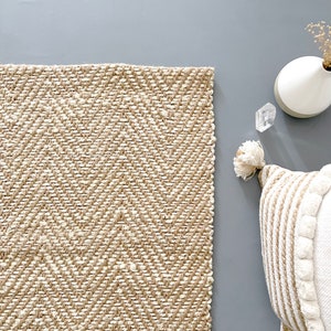 Natural Jute Rug With White Touch.ecological Two-tone Rug.vegan Rug ...