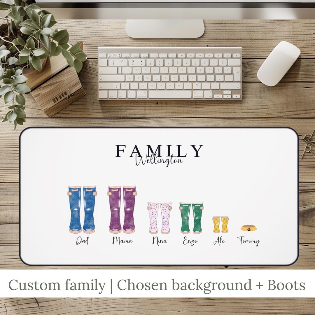 Personalized Family Desk Mat With Names, Custom Boots Mouse Pad, Family ...