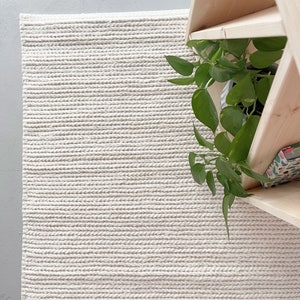 White Scandinavian in Wool and Cotton Rug. Hand-knitted Flatweave ...