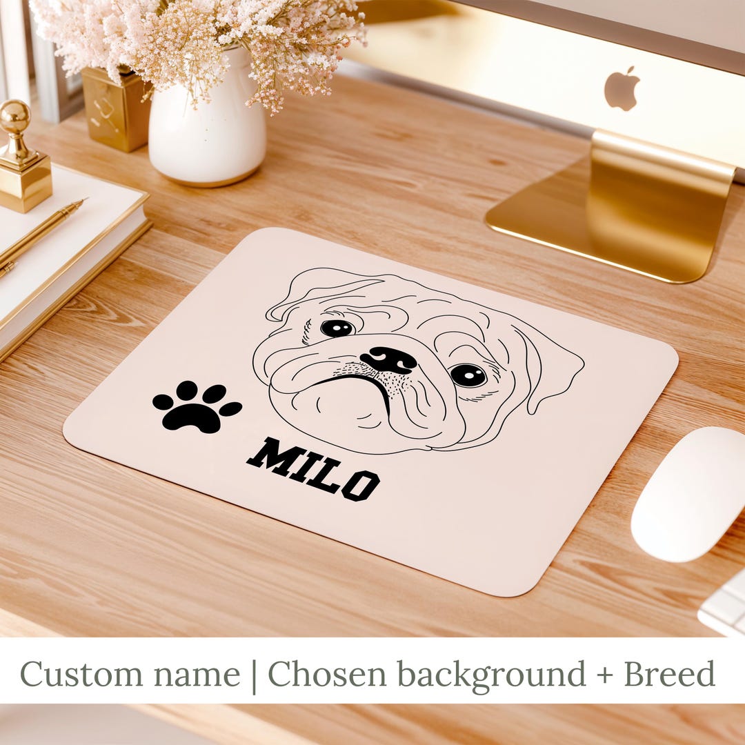 Custom Dog Portrait Mouse Pad: Personalized Pet Desk Mat - Etsy