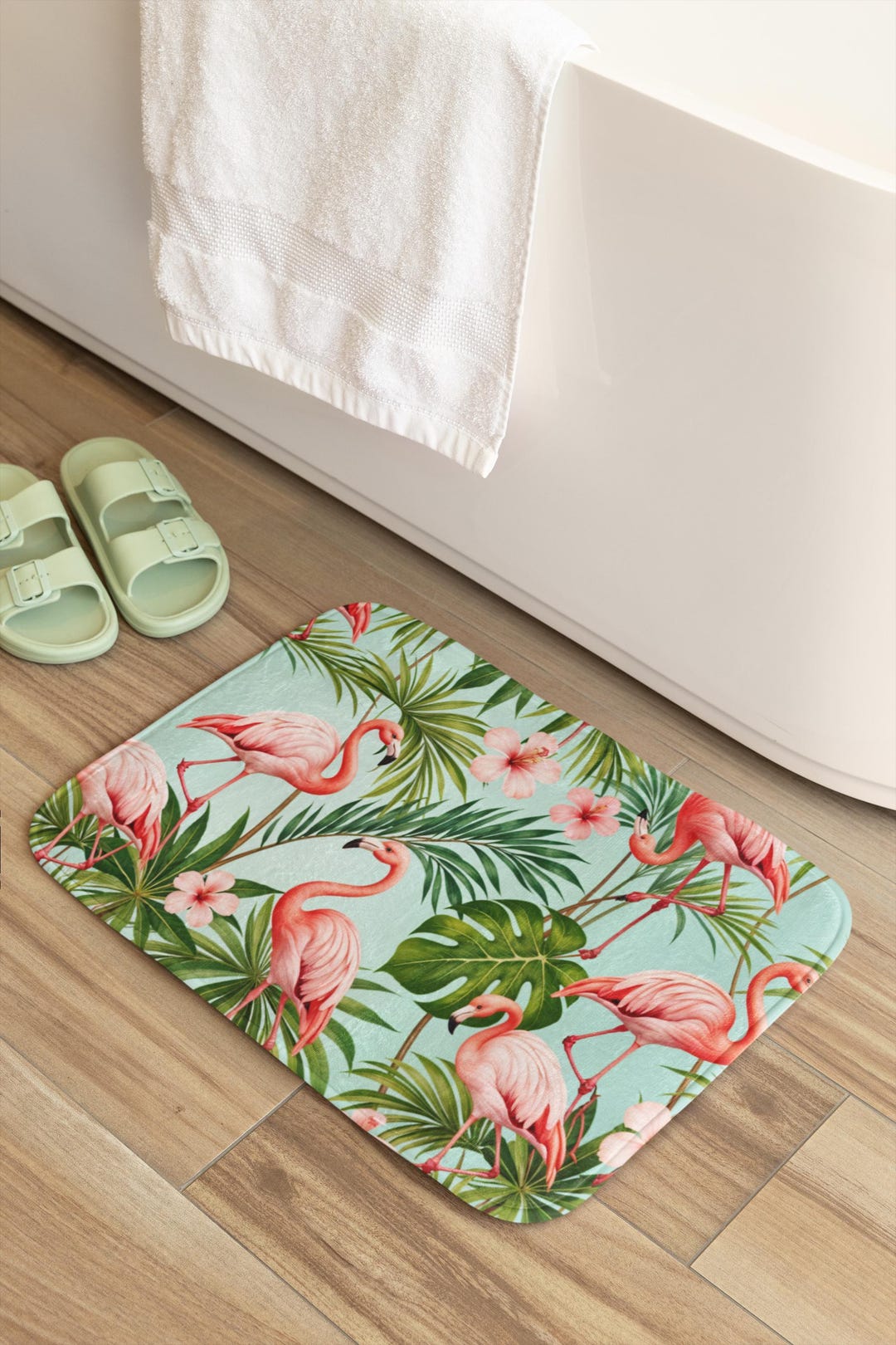 Tropical Flamingo Bath Mat: Pink Bird Memory Foam Bathroom Rug - Etsy