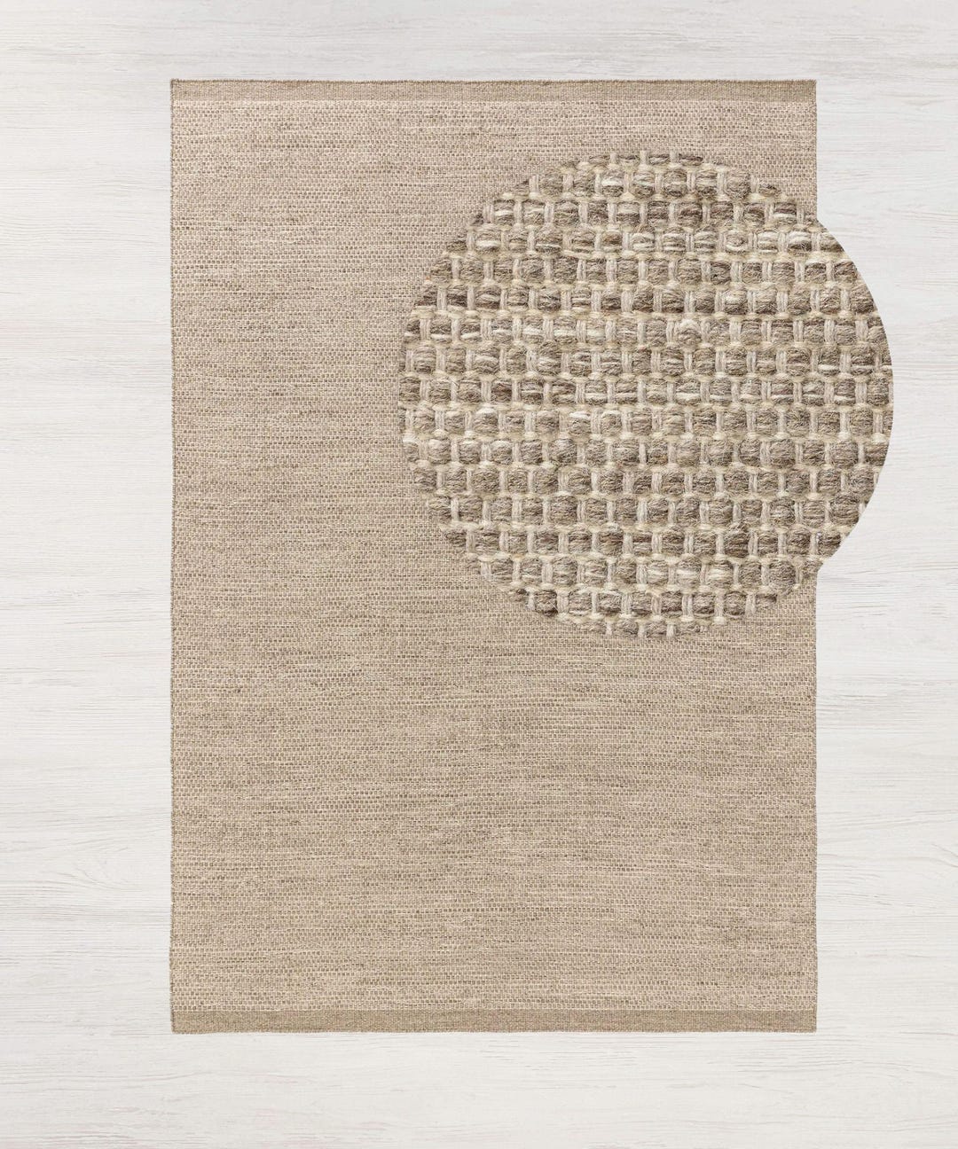 Beige Wool Rug, Toasted Chunky Area Rug, Woven Living Room Mat Decor ...